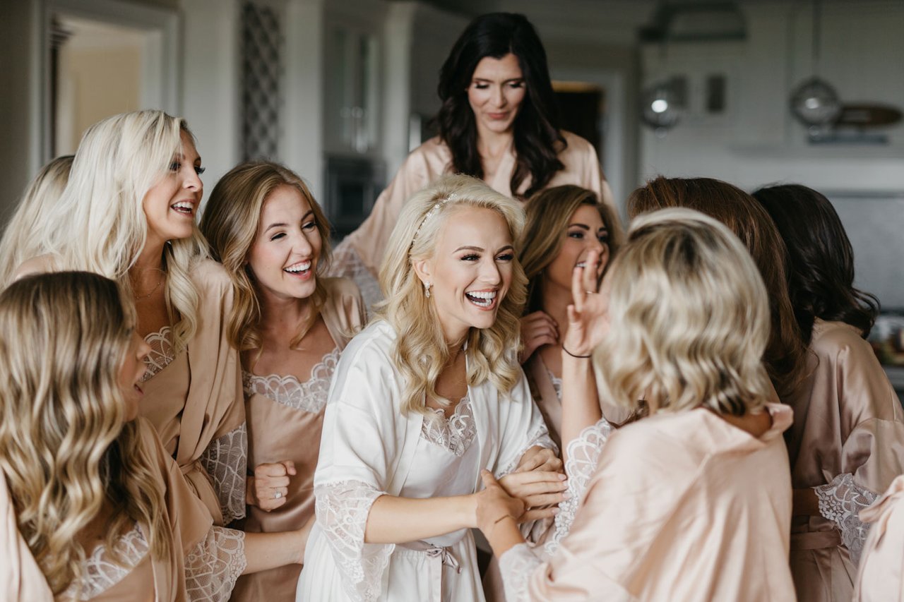 Bride & Bridesmaids in Silk & Lace Robes