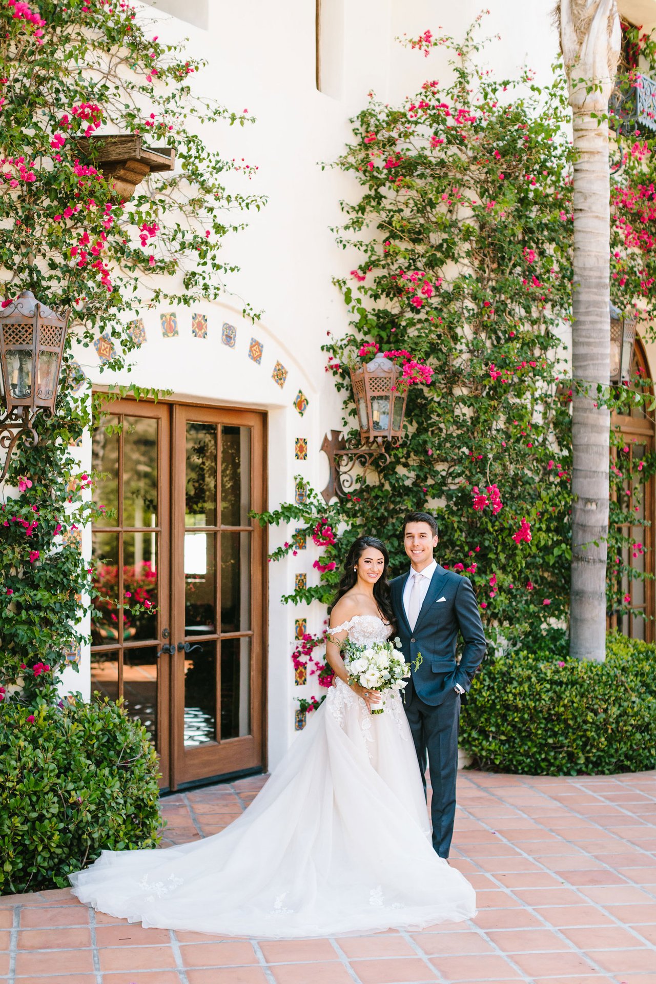 Bride & Groom at Spanish-Style Venue