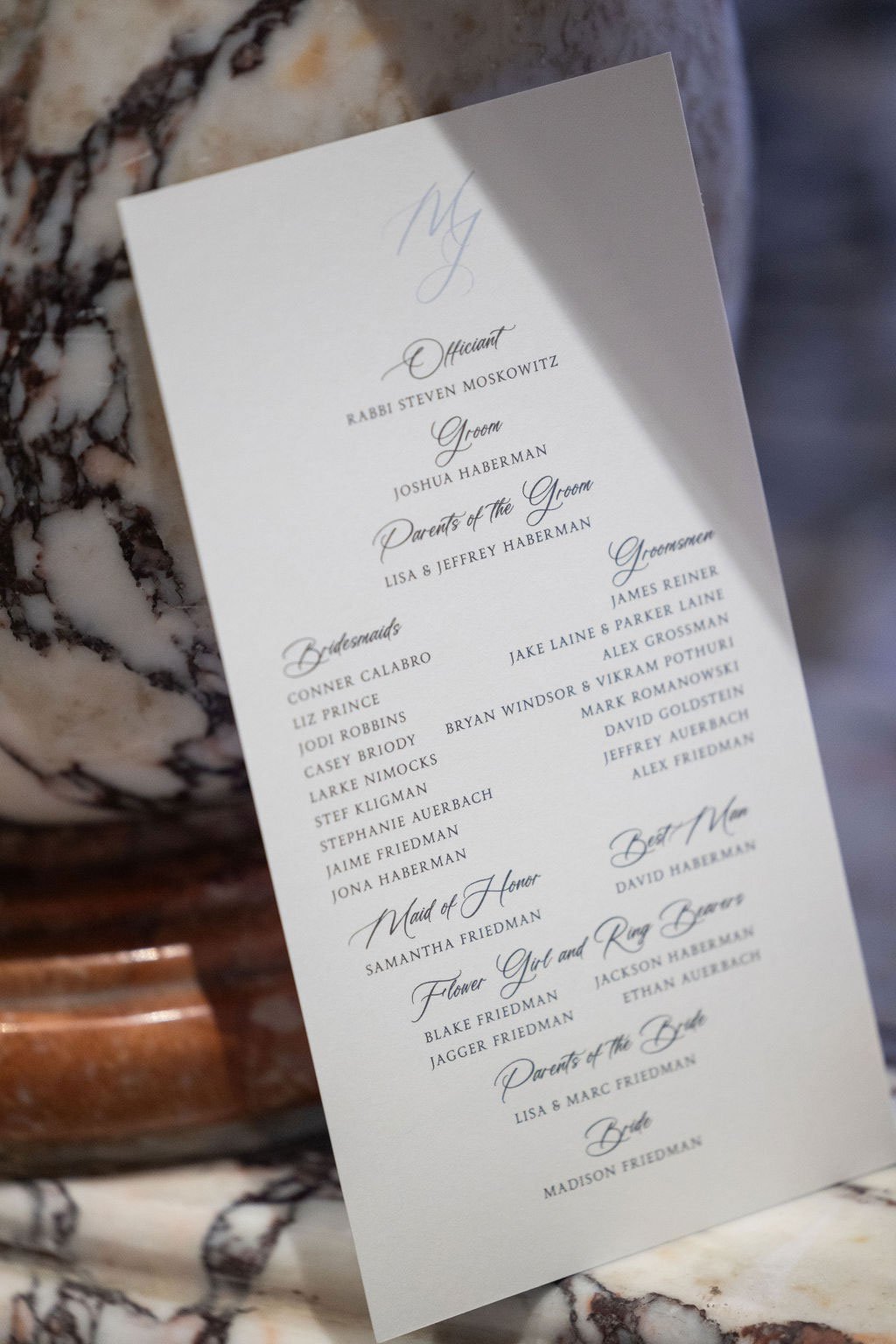 Wedding Ceremony Program with Monogram