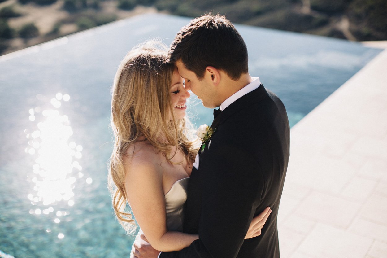 Bride and Groom in Front of Infinity Pool