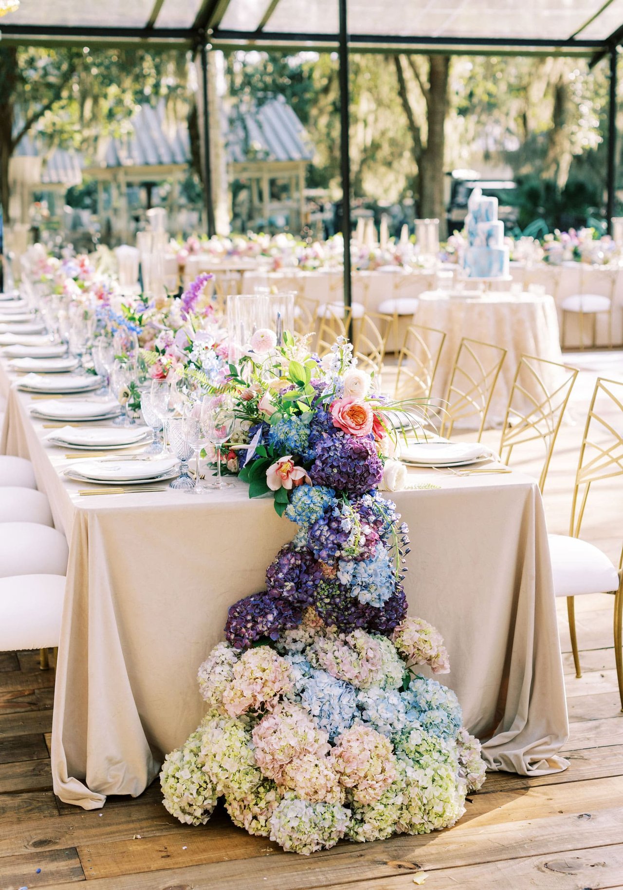 Colorful Cascading Flower Runner Centerpiece
