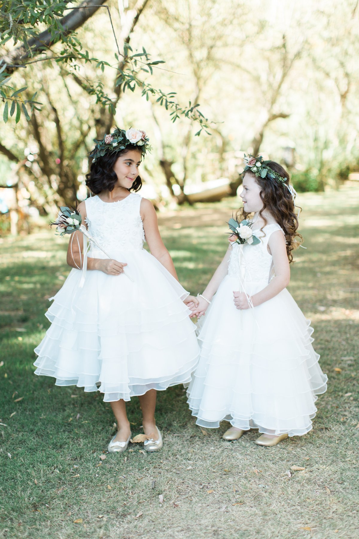 Flower Girls with Floral Crowns and Wands