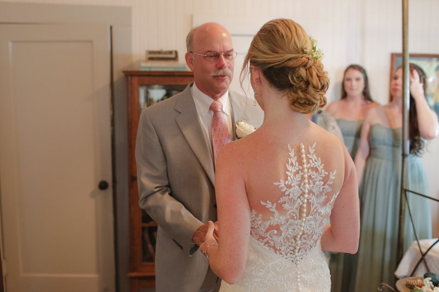 Bride with Her Father in Bridal Suite