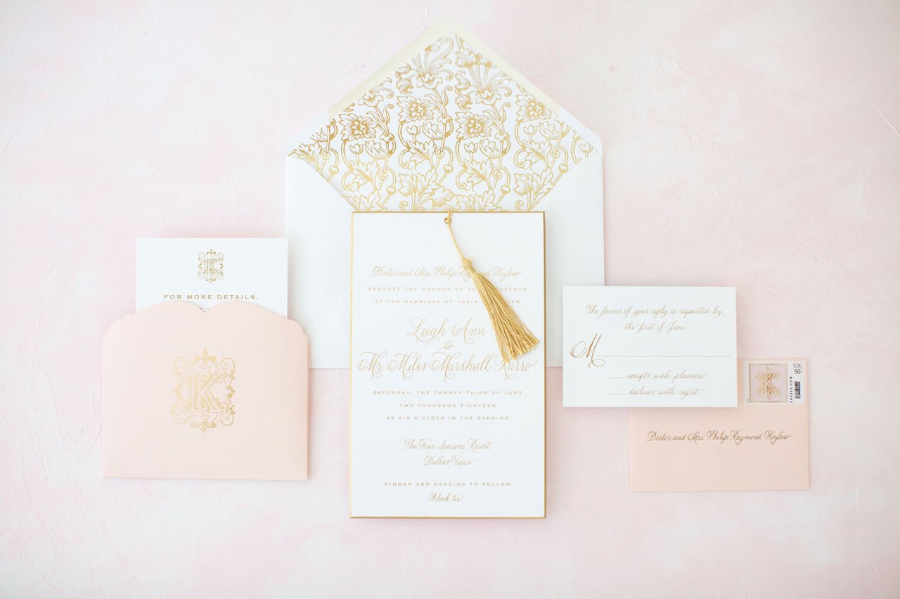 Soft Pink, White & Gold Invitation Suite