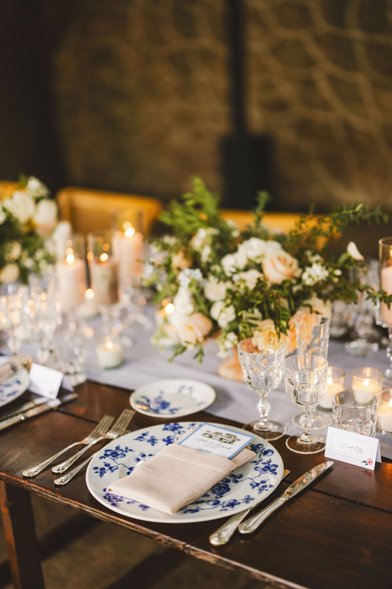 Blue-and-White Wedding Place Setting