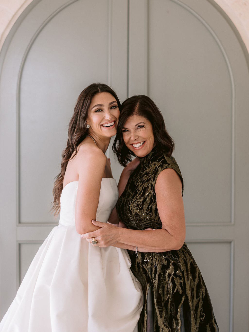 Bride with Mother of the Bride in Custom Gown