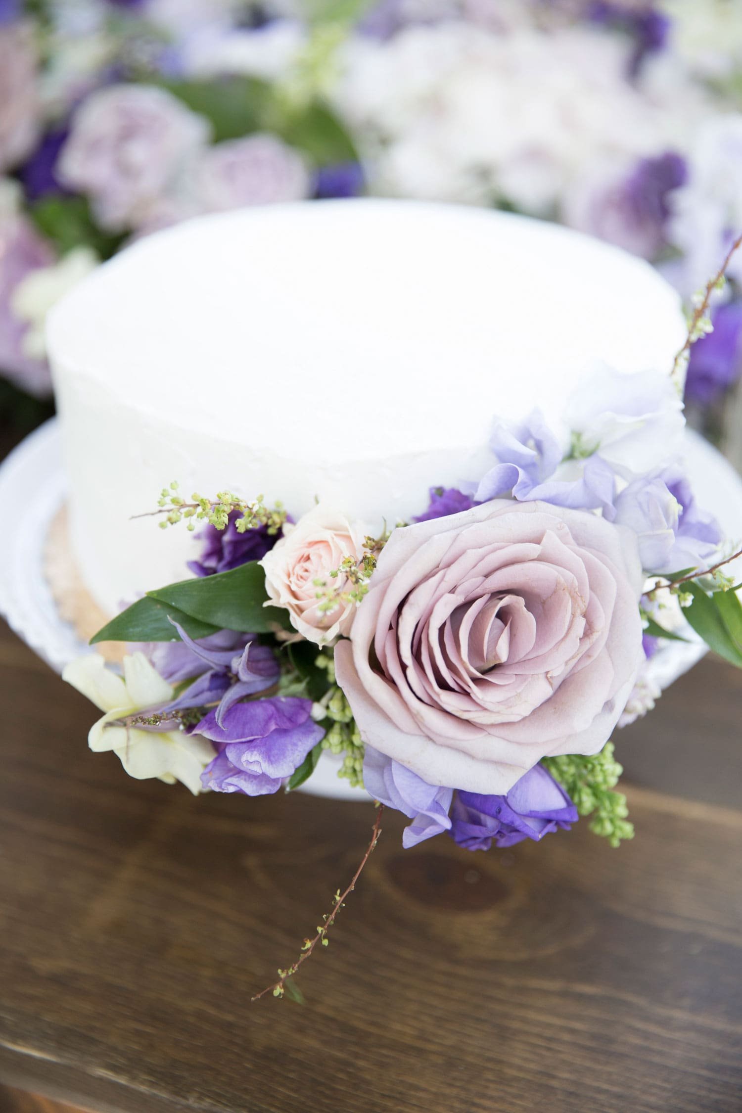 Small Cake with Purple Flowers