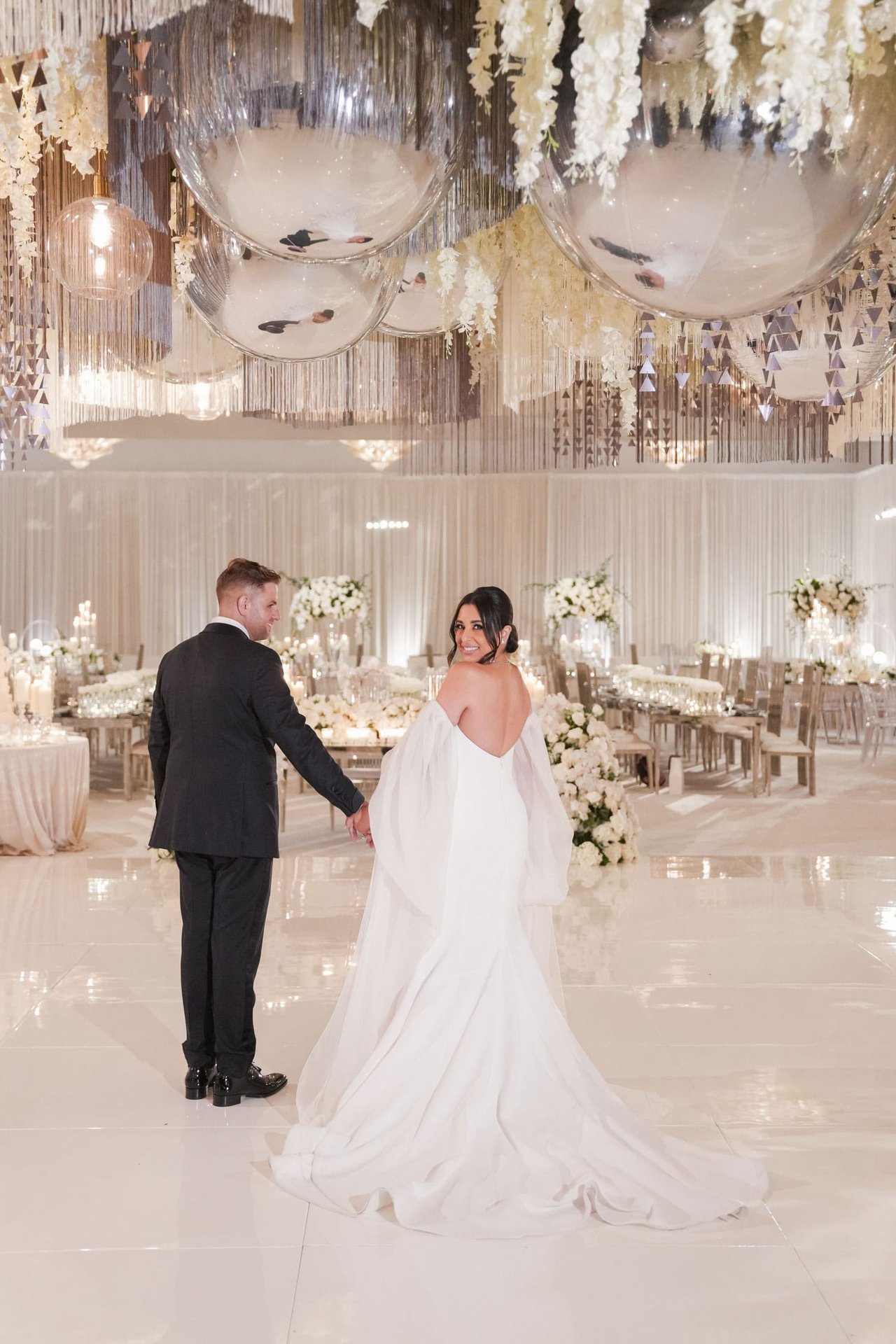 Wedding Portrait with White + Mirror Ballroom