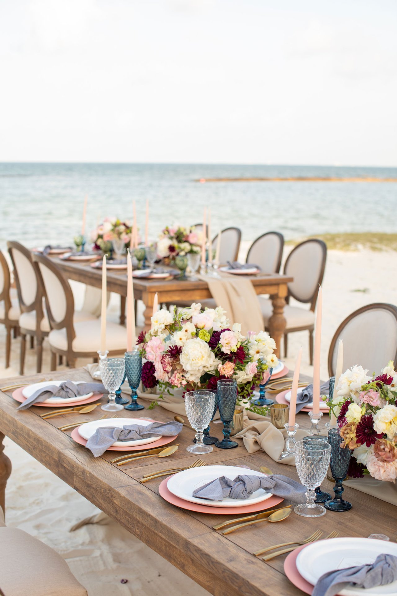 Dusty Pink + Blue Reception Table