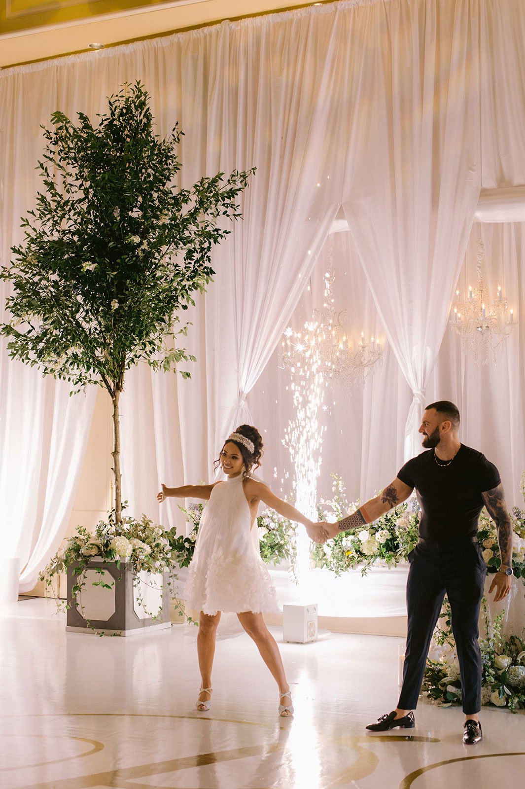 Bride in Short Second Dress for Dance
