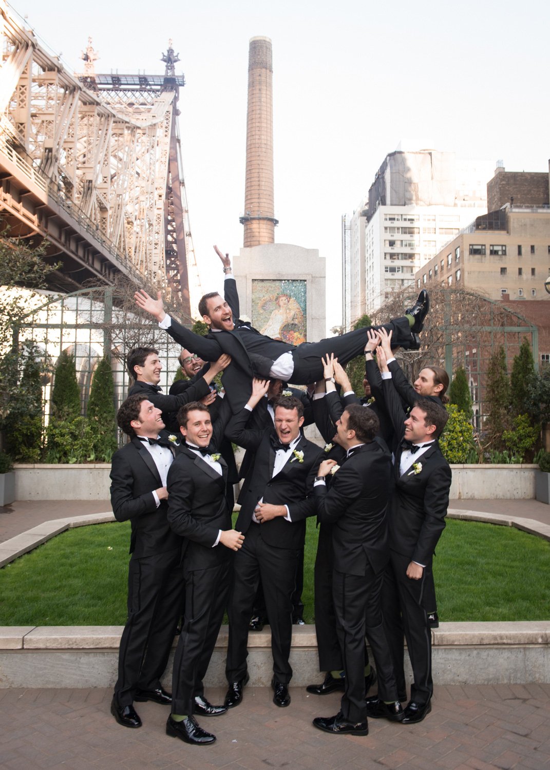 Groomsmen Lift Groom Up