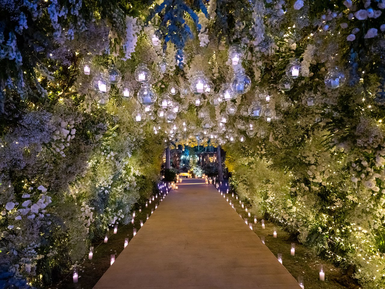Candlelit Greenery Entrance to Reception Space