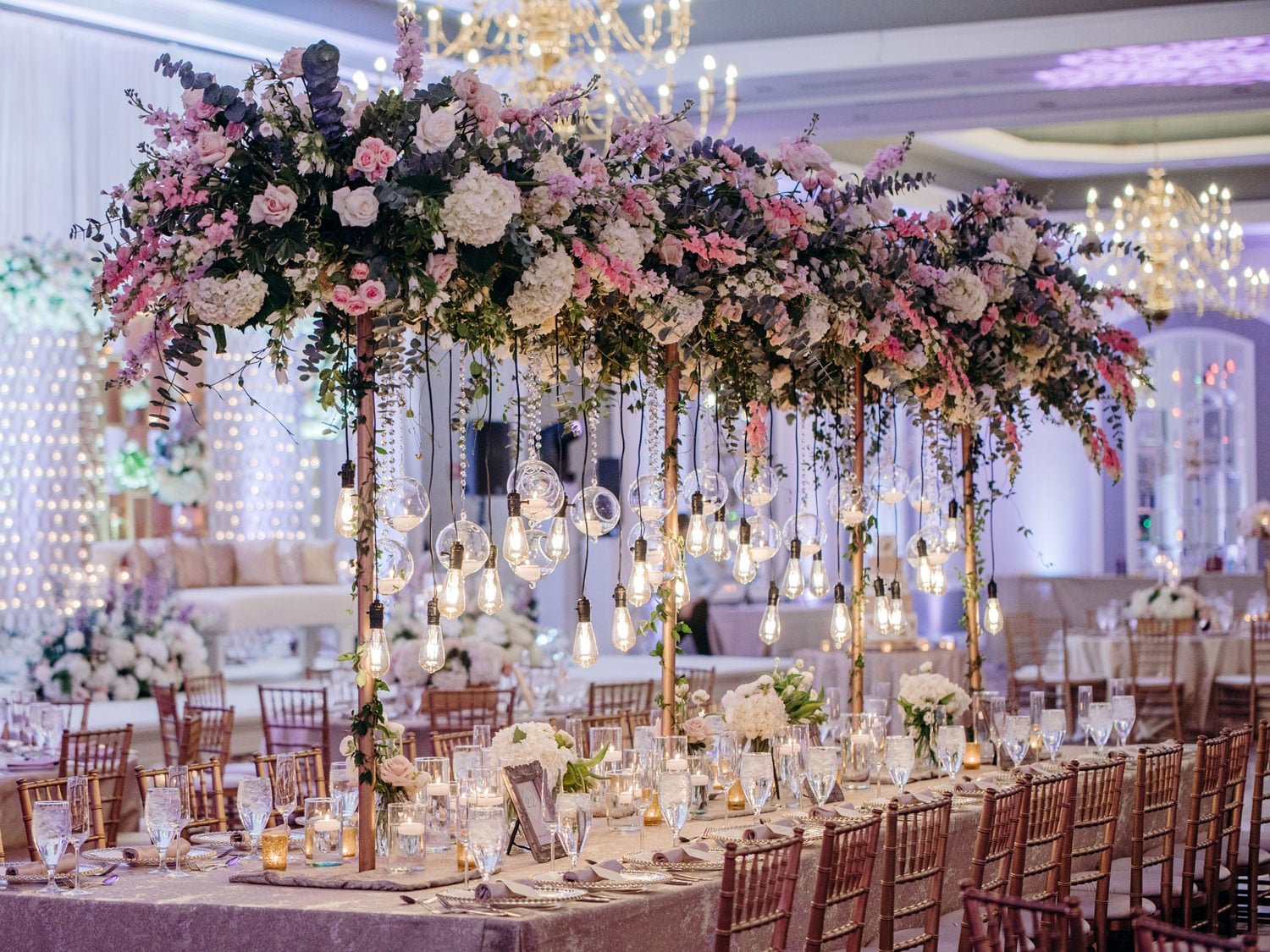 Overhead Wedding Reception Centerpiece
