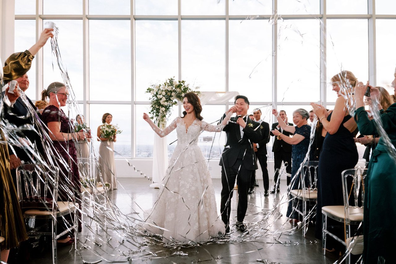 Celebratory Streamers After Wedding Ceremony
