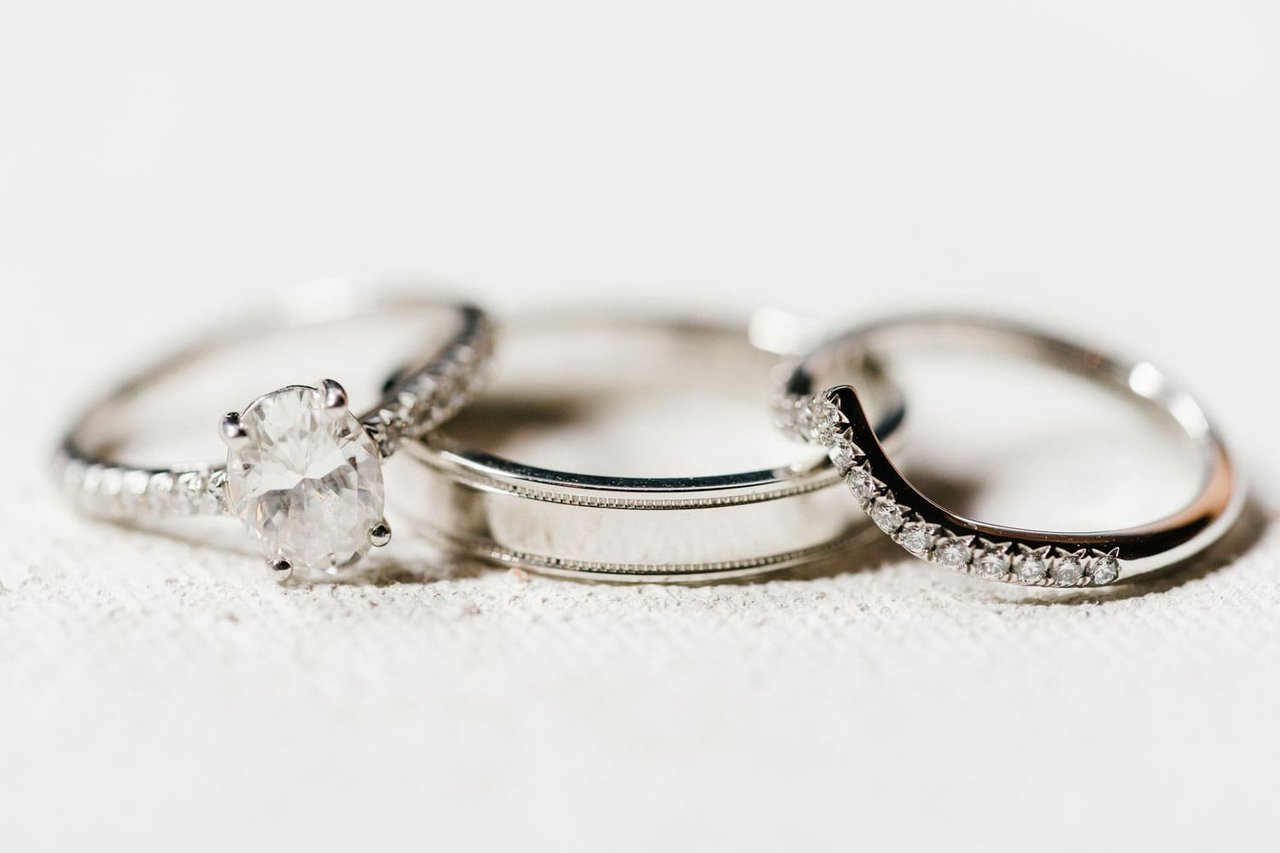 V-Shaped Wedding Band with Engagement Ring