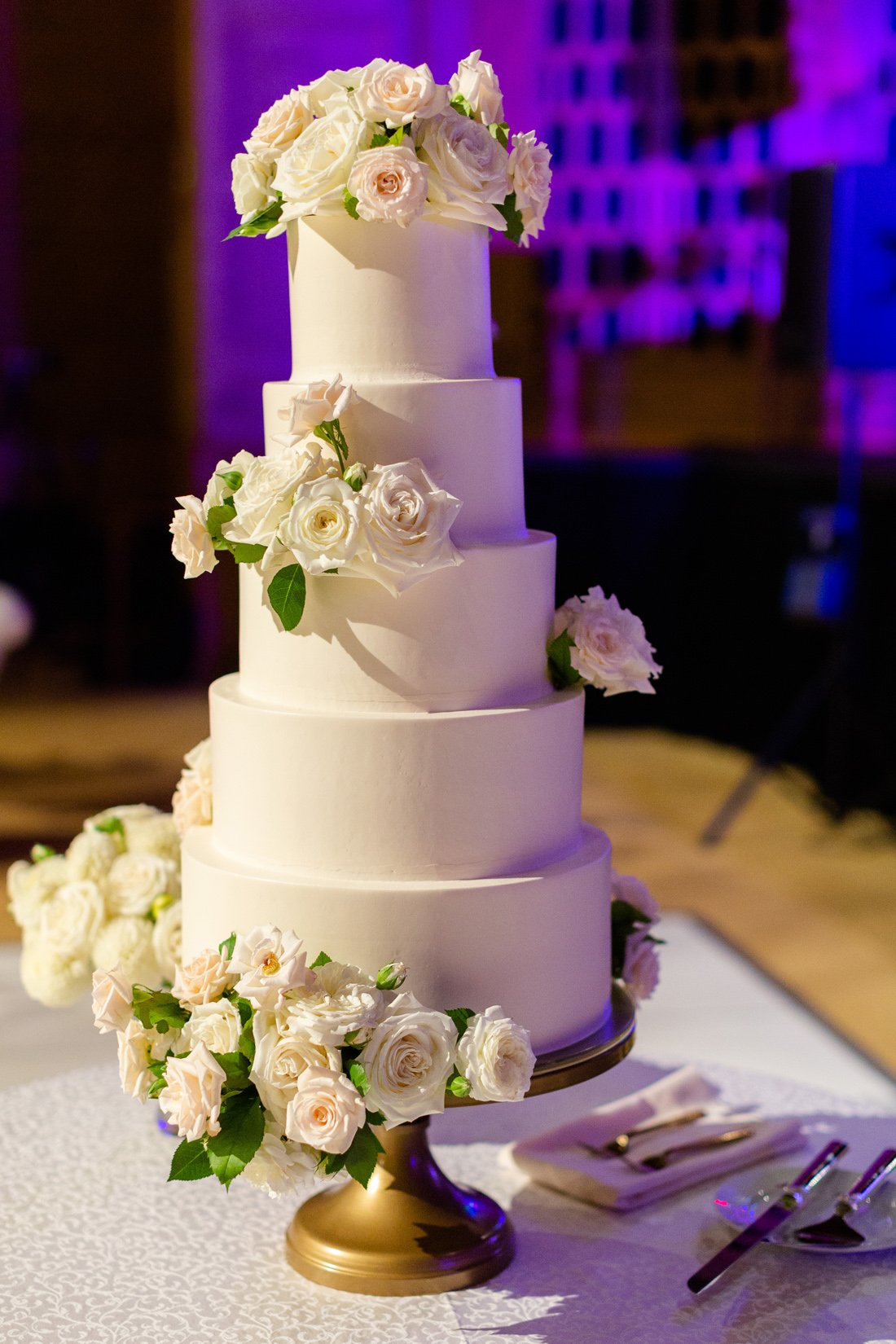Five-Tier Cake with Fresh Flowers