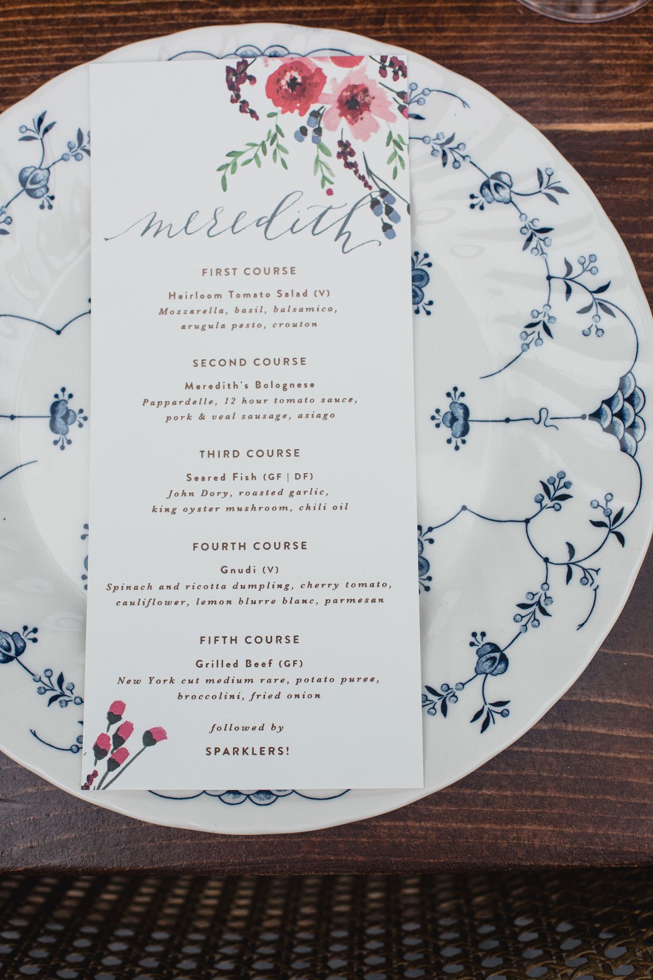 Floral Motif on Fall Menu Card