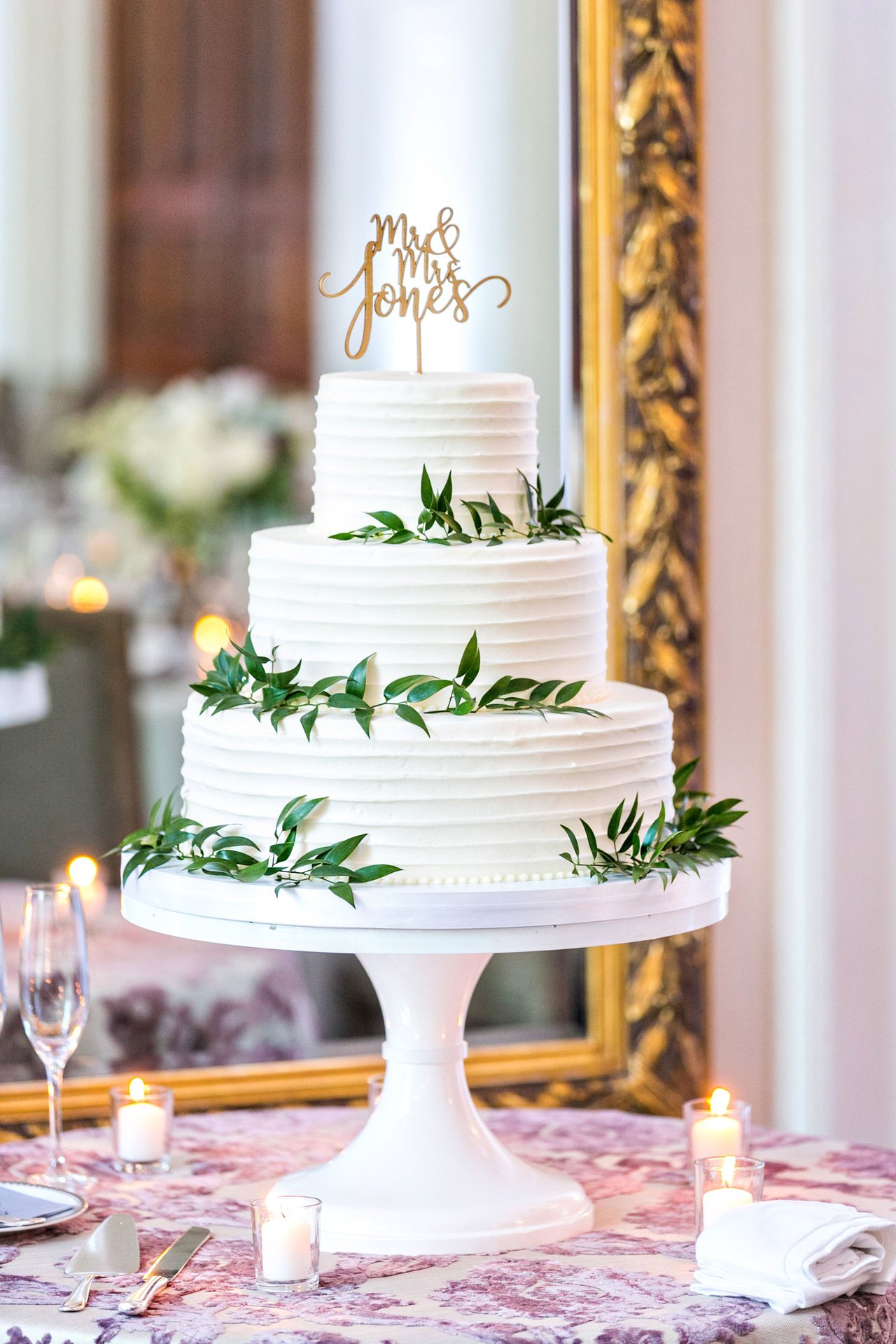 Three-Layer Cake with Gold Topper
