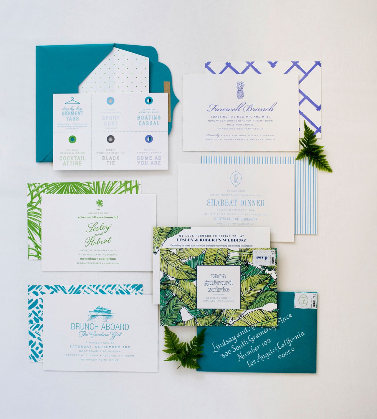 Tropical Blue & Green Invitation Suite