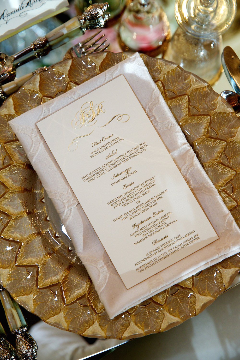 Gold Embossed Menu Card