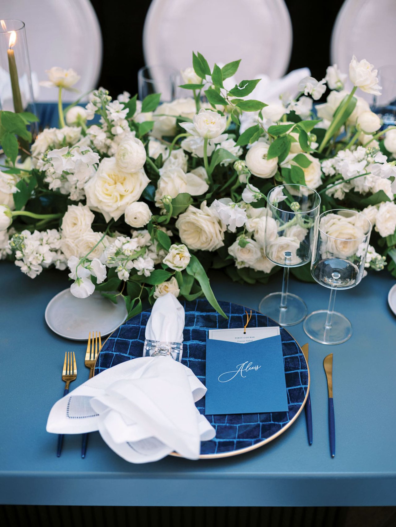 Designer Blue Place Setting at Custom Table