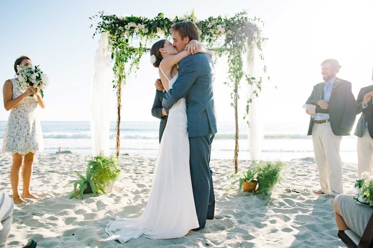 Ceremony First Kiss on Beach in California