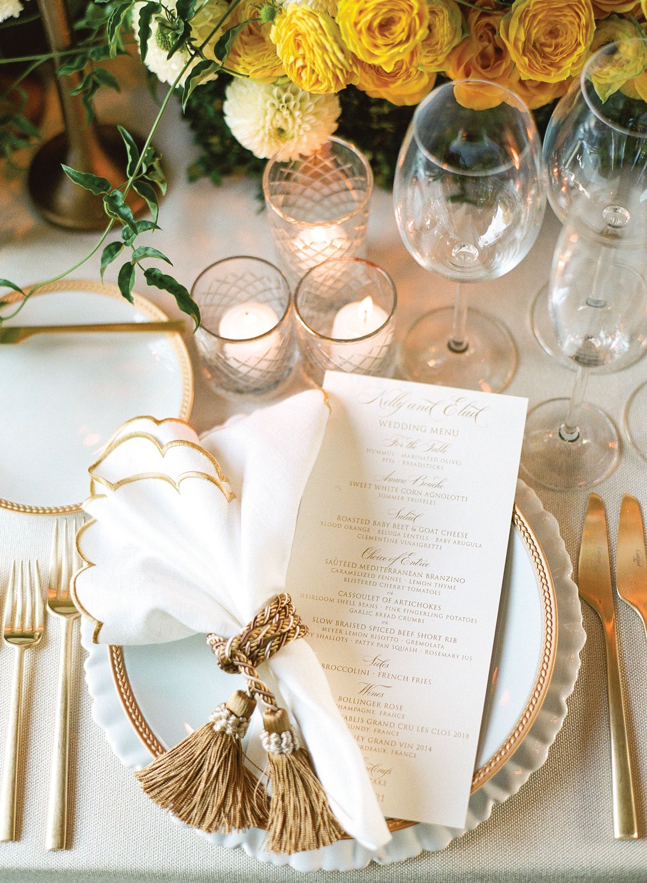 White-and-Gold Wedding Place Setting
