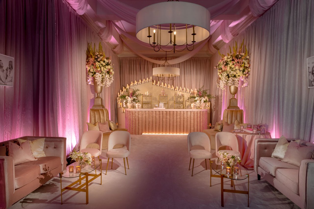 Wedding Reception Lounge with Pink Design