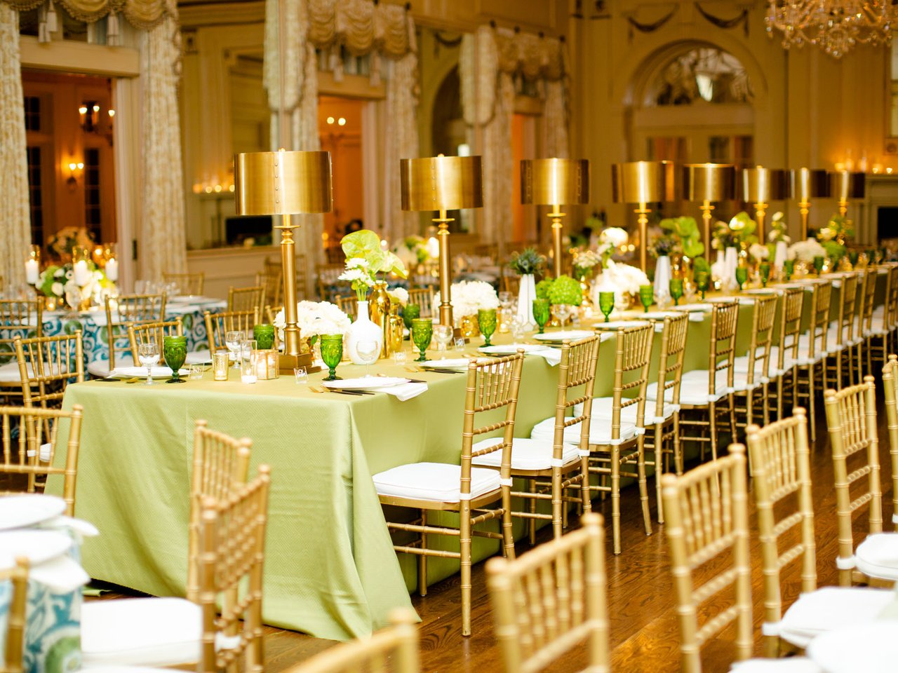 Green & Gold Long Reception Table