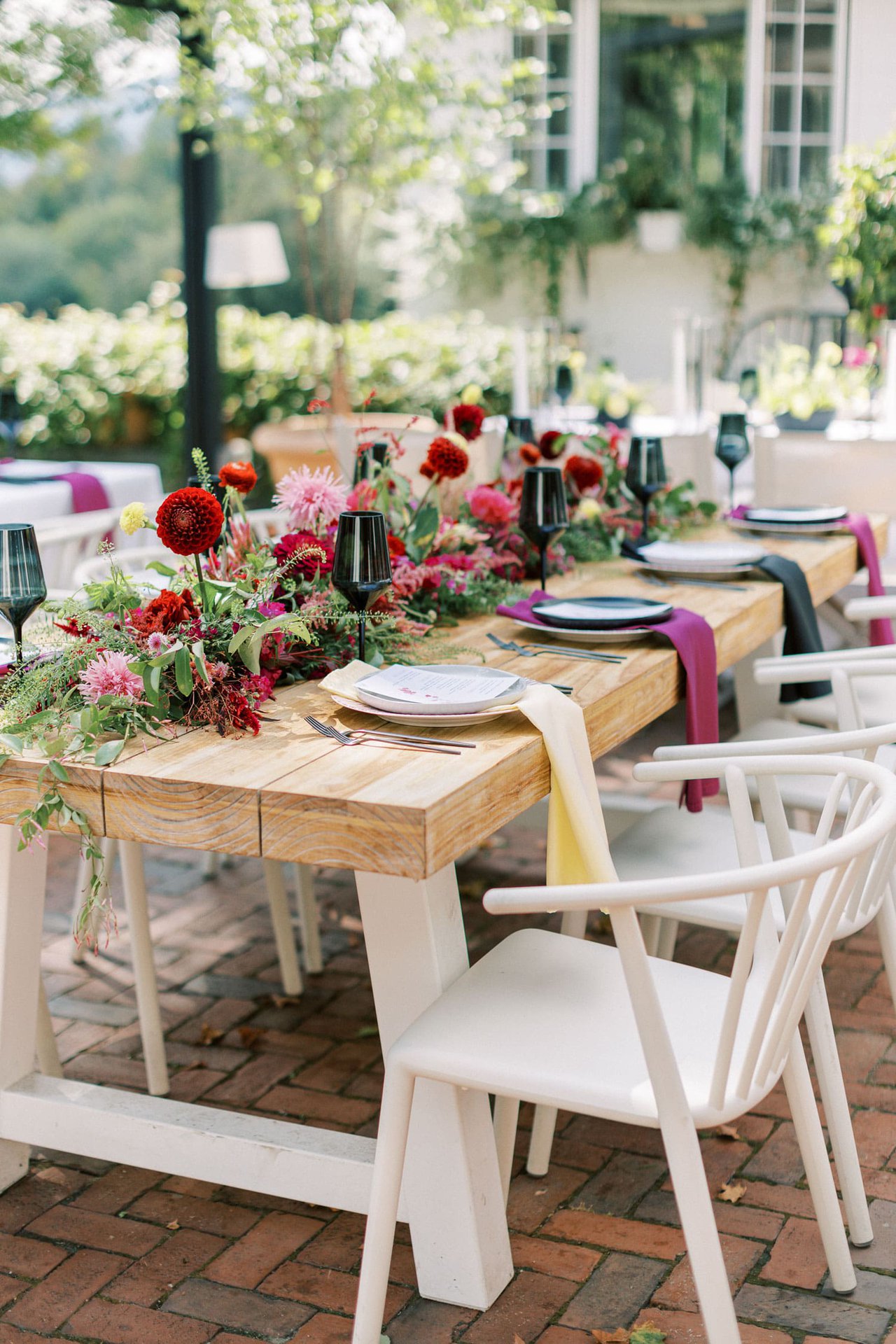 Jewel-Tone Décor on Wood Farm Table