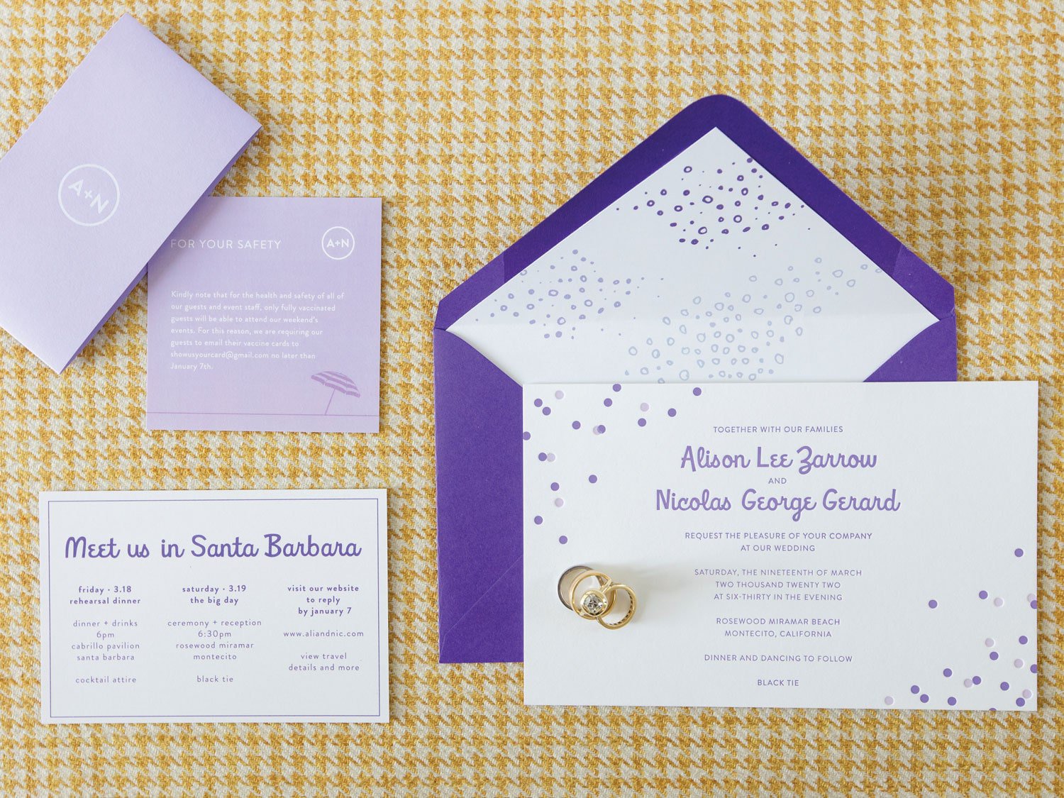 Purple & White Wedding Invitation