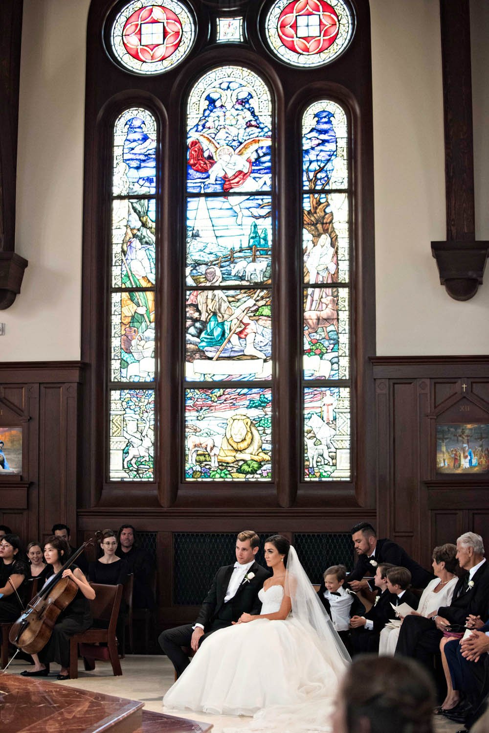 Couple in Front of Stained Glass Window