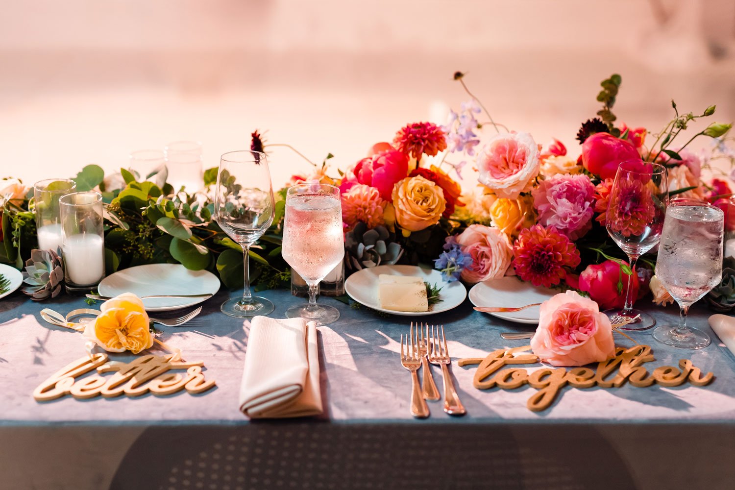"Better Together" Sign at Sweetheart Table