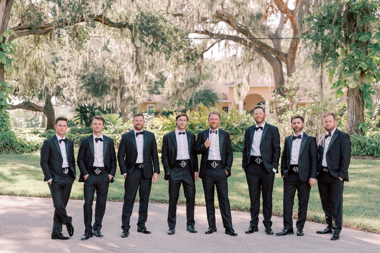 Groom & Groomsmen in Monogram Cummerbunds
