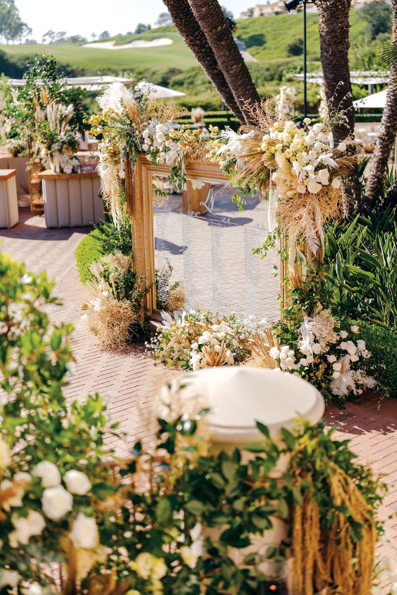 Outdoor Cocktail Hour with Mirror Seating Chart