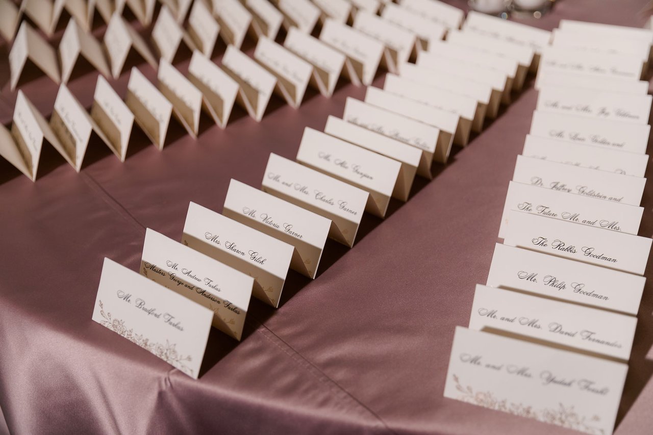 Place Cards on Dusty Rose Linen
