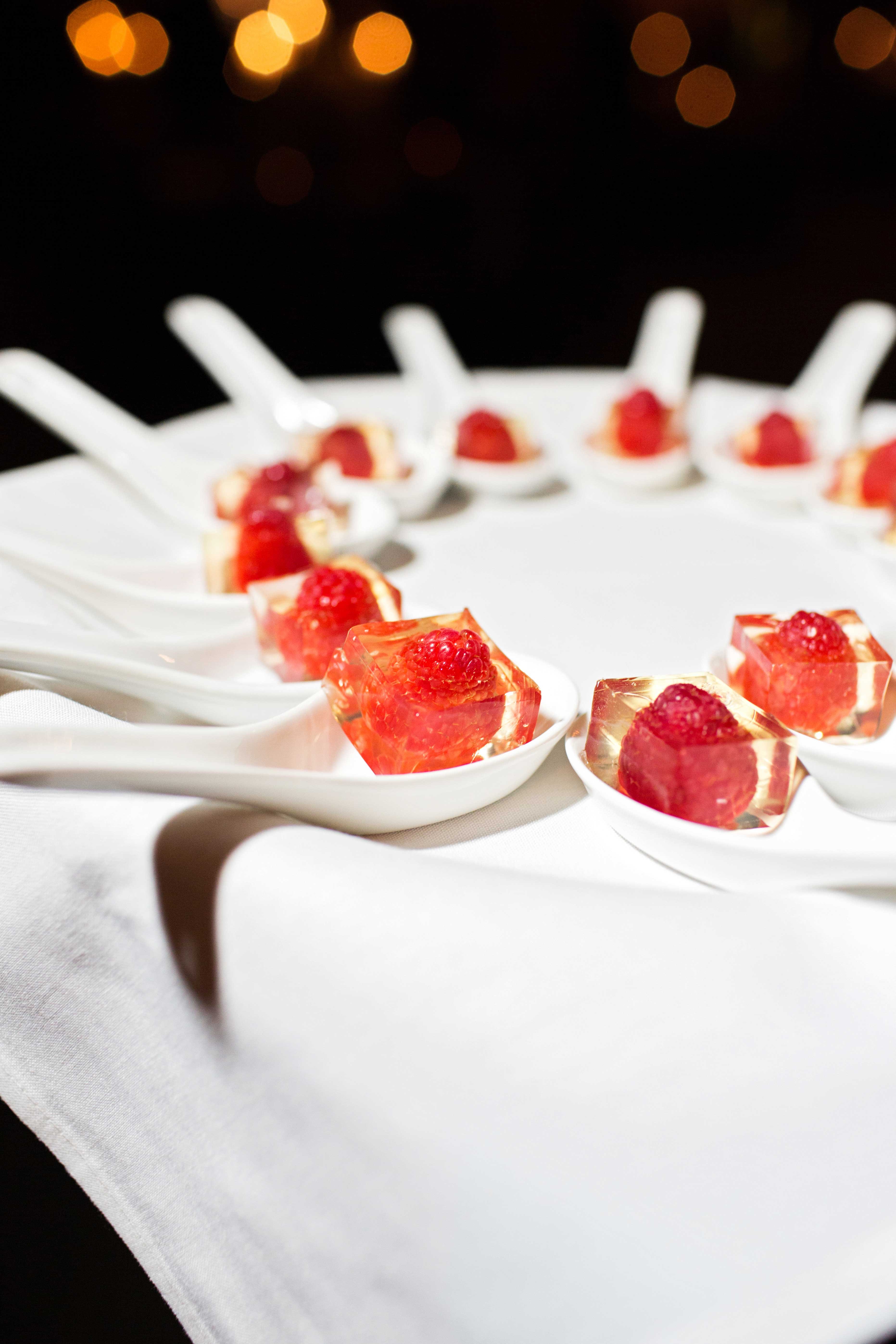 Jello Shots with Raspberries in Center