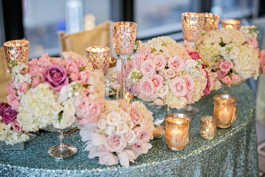 Blue, Pink, and Ivory Table