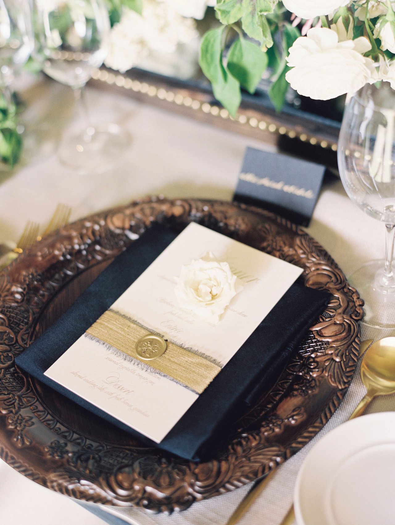 Ivory Menu Card with Ribbon Band