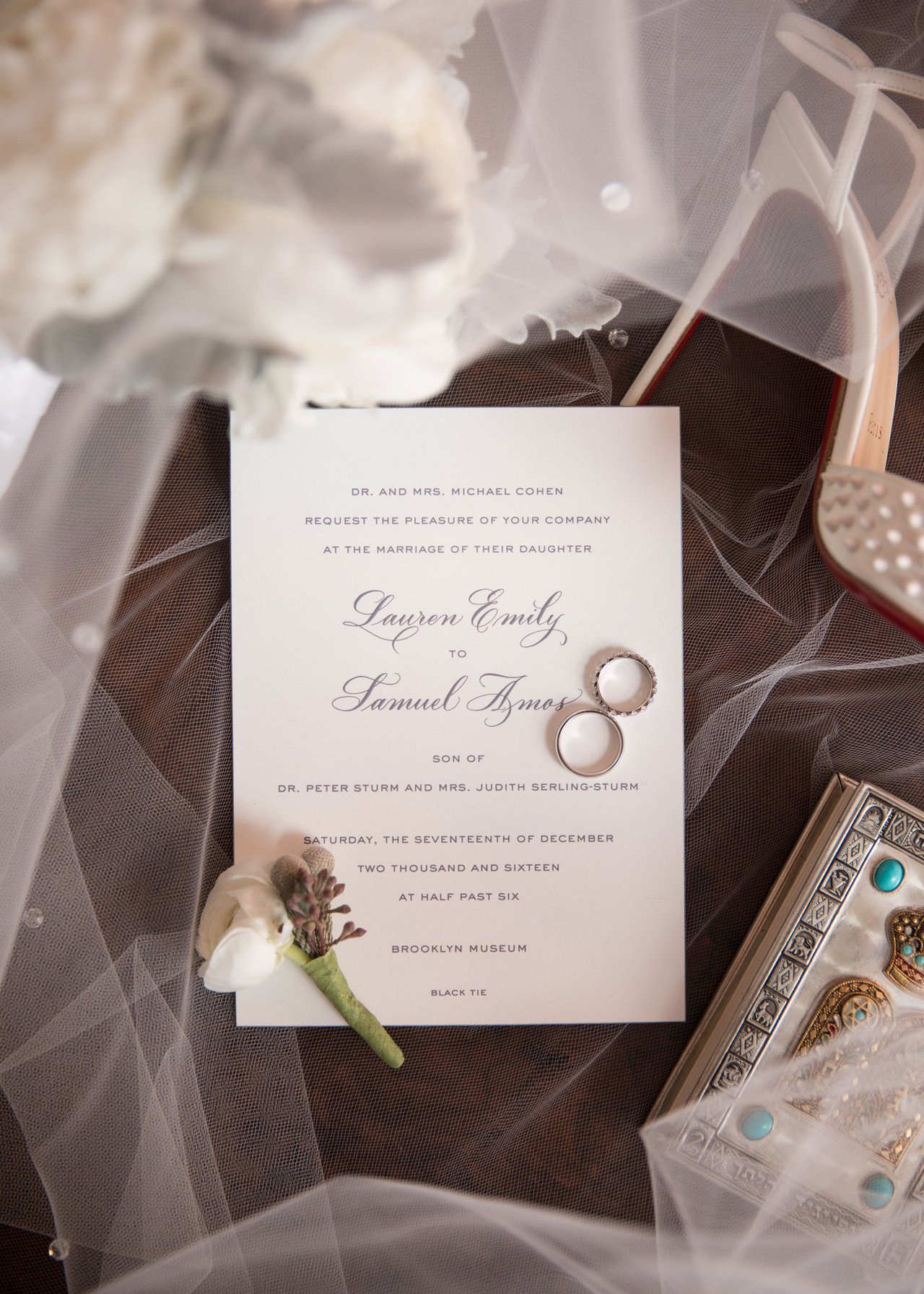 Wedding Rings on Elegant Invitation