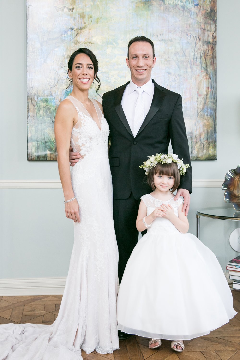 Bride with Groom and His Daughter