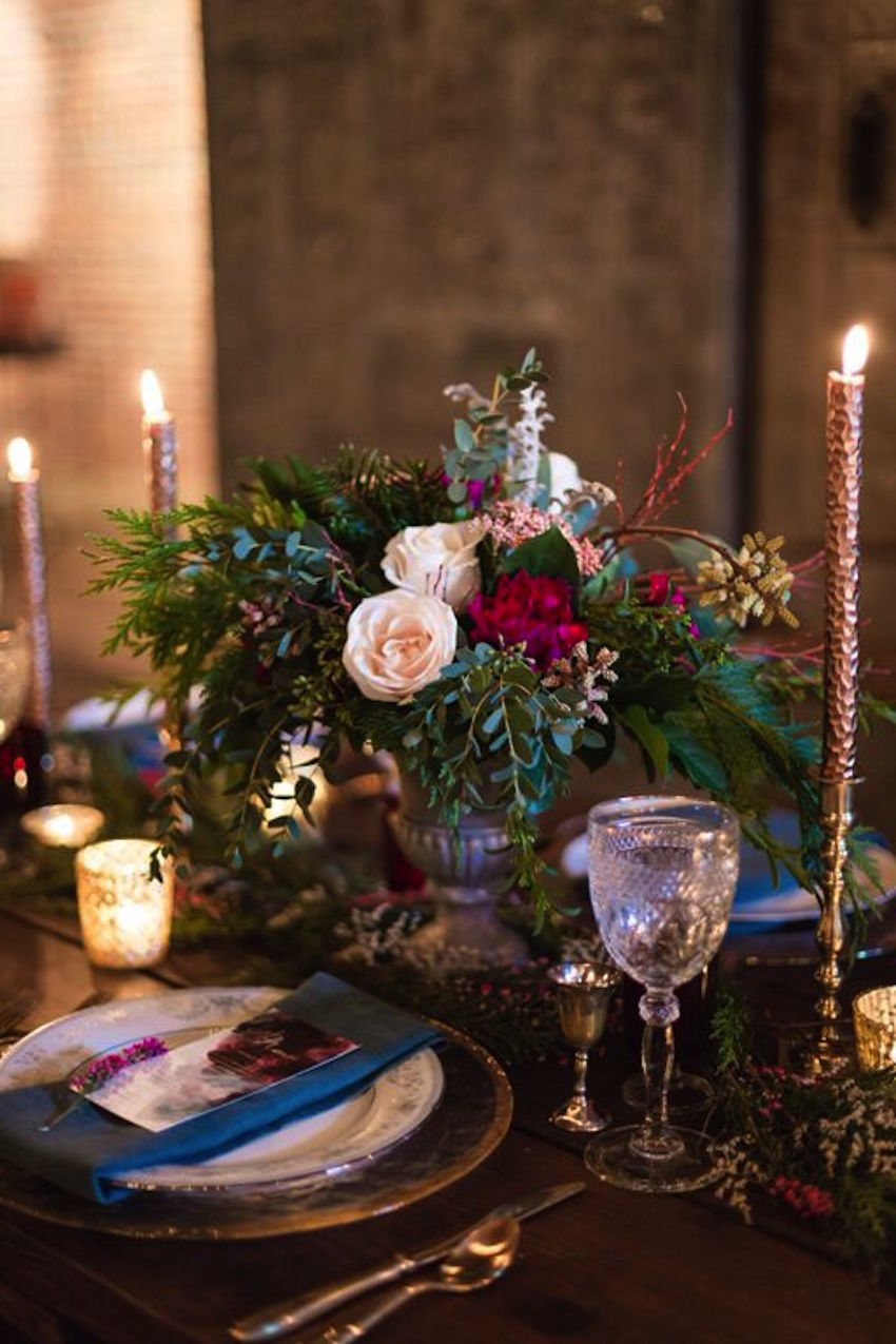 Dark Marsala Table Décor