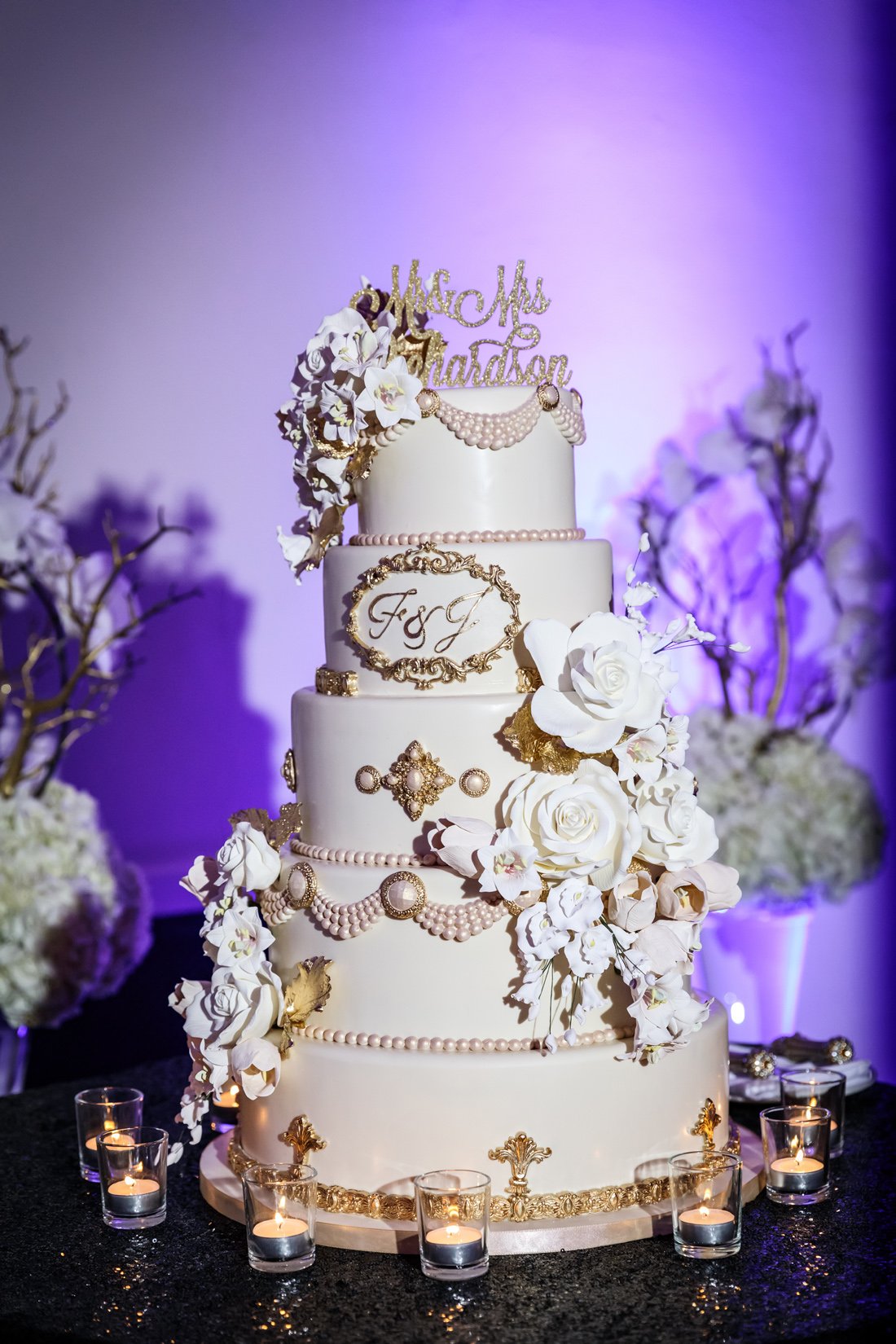 Detailed Five-Tiered Cake