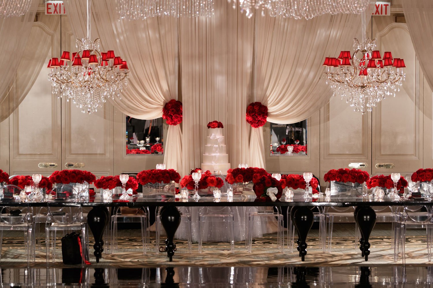 Red Roses on Modern Black Table