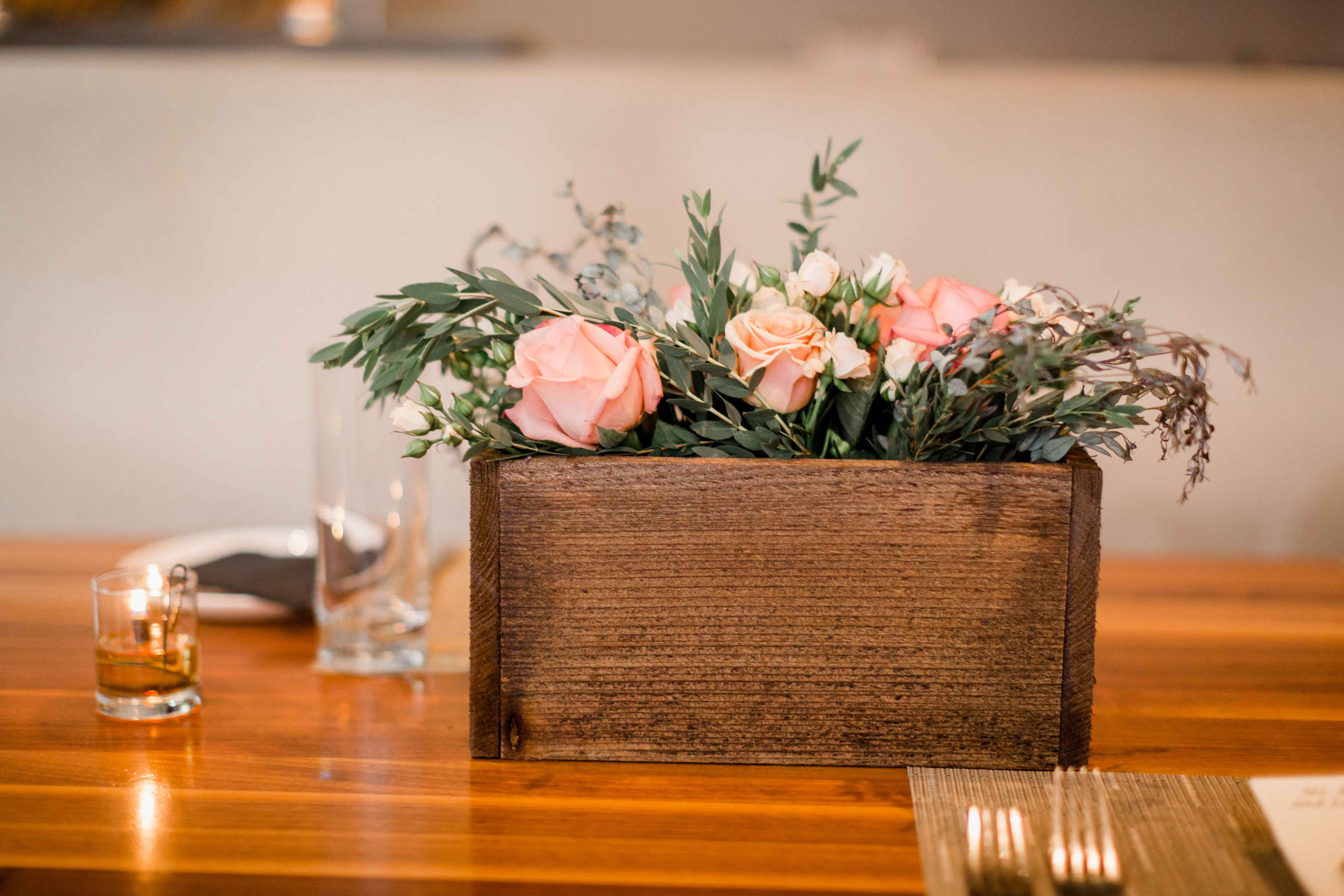 Wooden Planter Box Arrangement, Votives