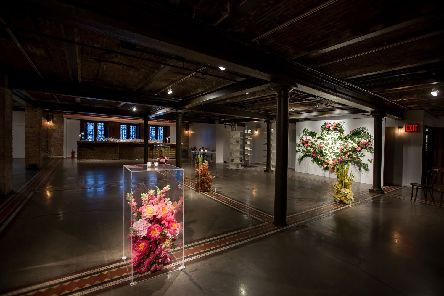 Cocktail Hour Room with Acrylic Flowers