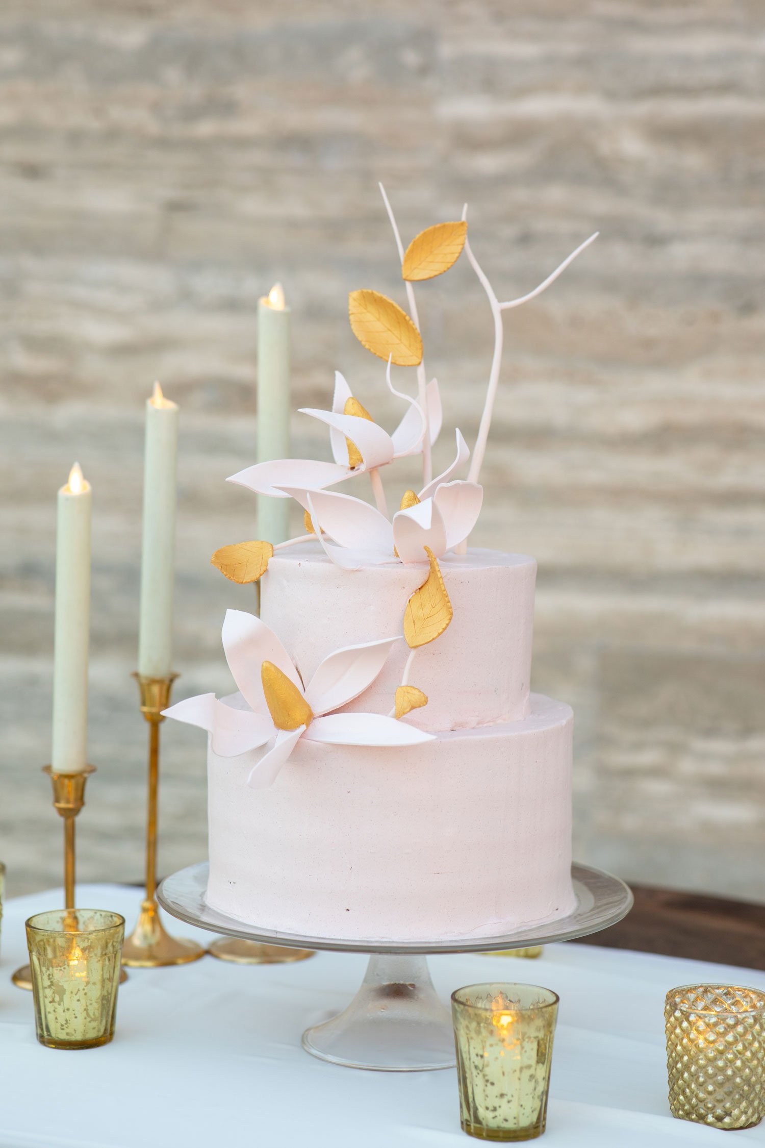 Blush Cake with Modern Décor