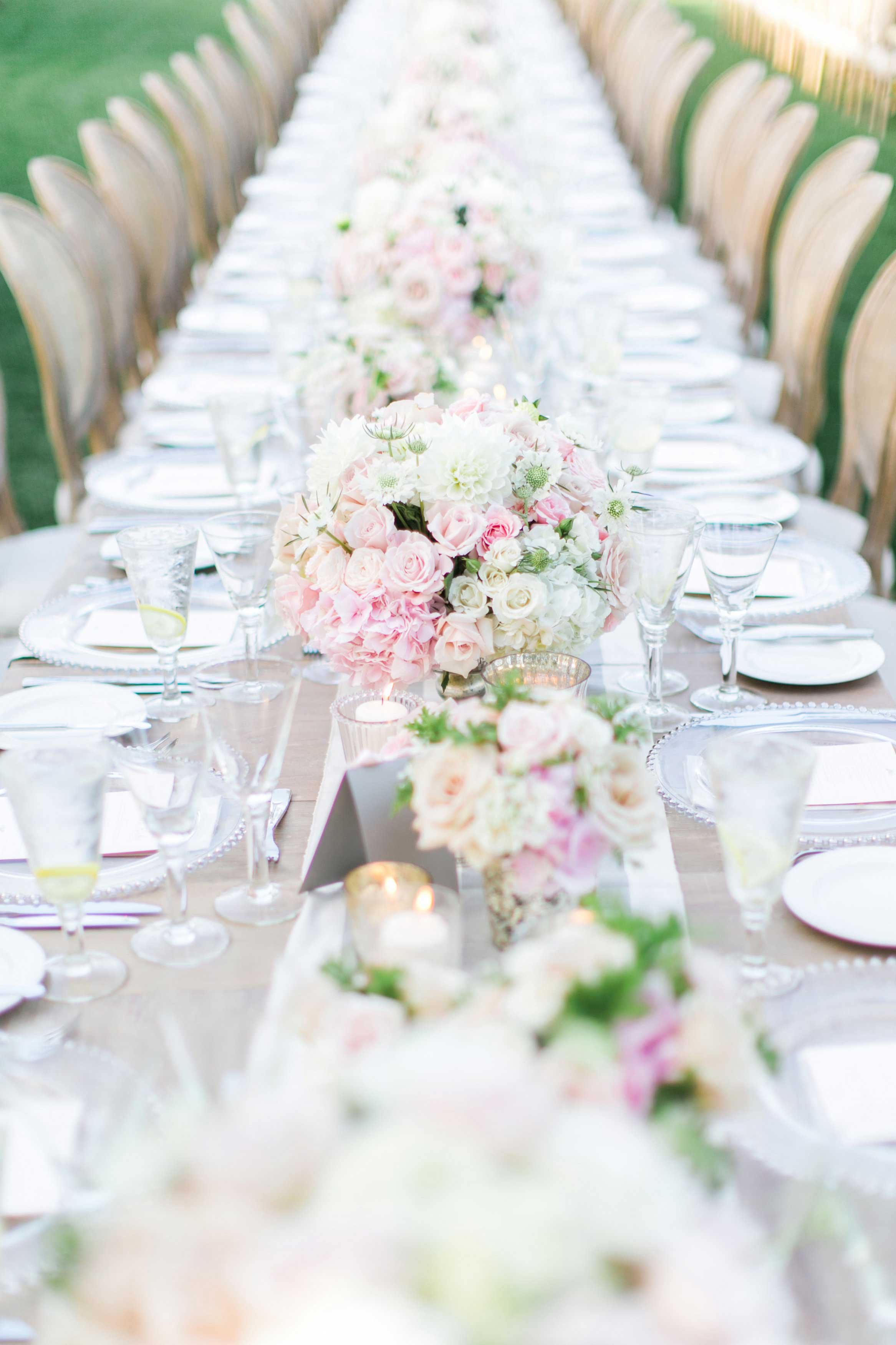 Romantic Tablescape at Long Farm Table