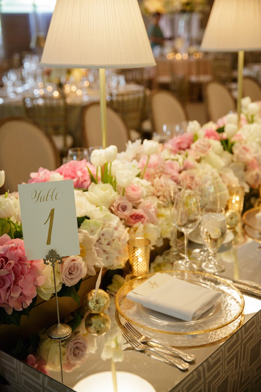Table Number in Gold Calligraphy