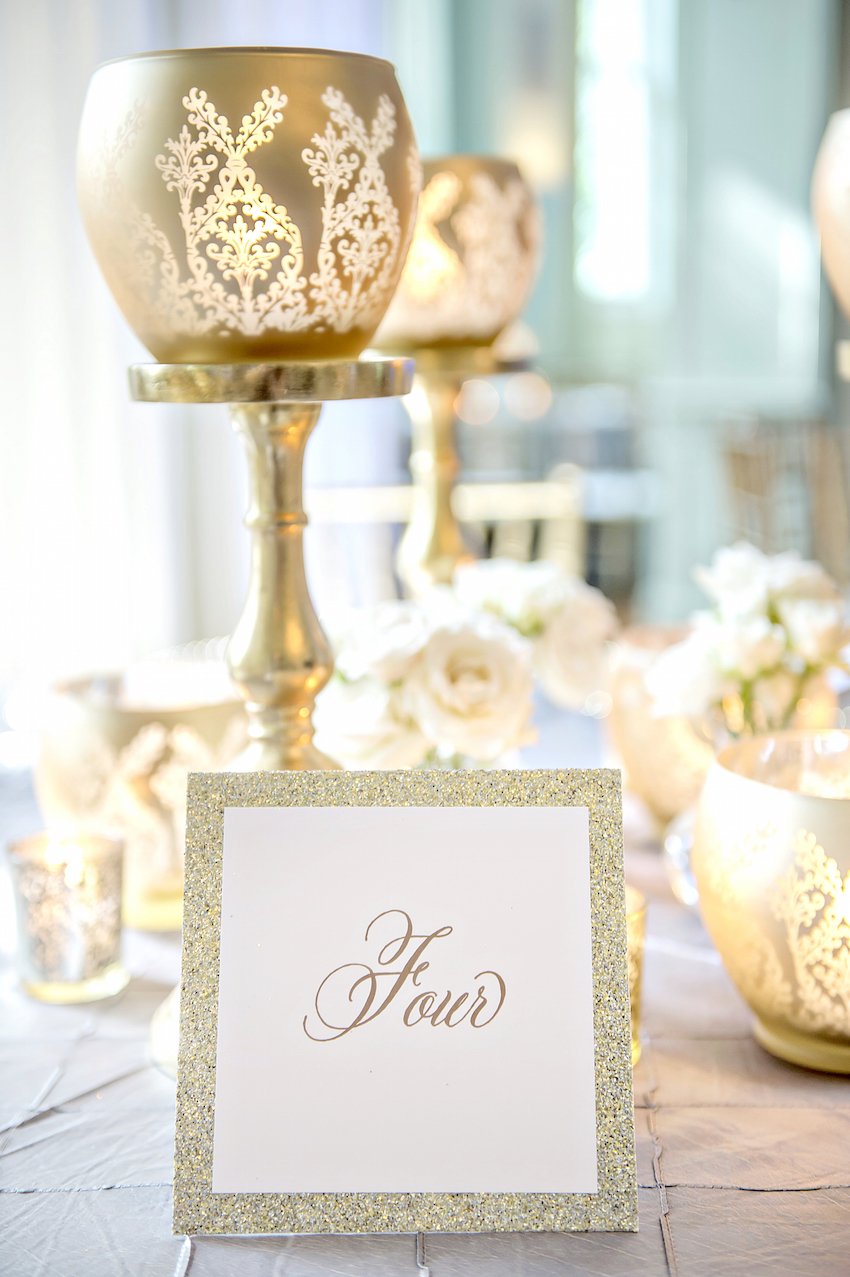 Gold Glitter Table Number